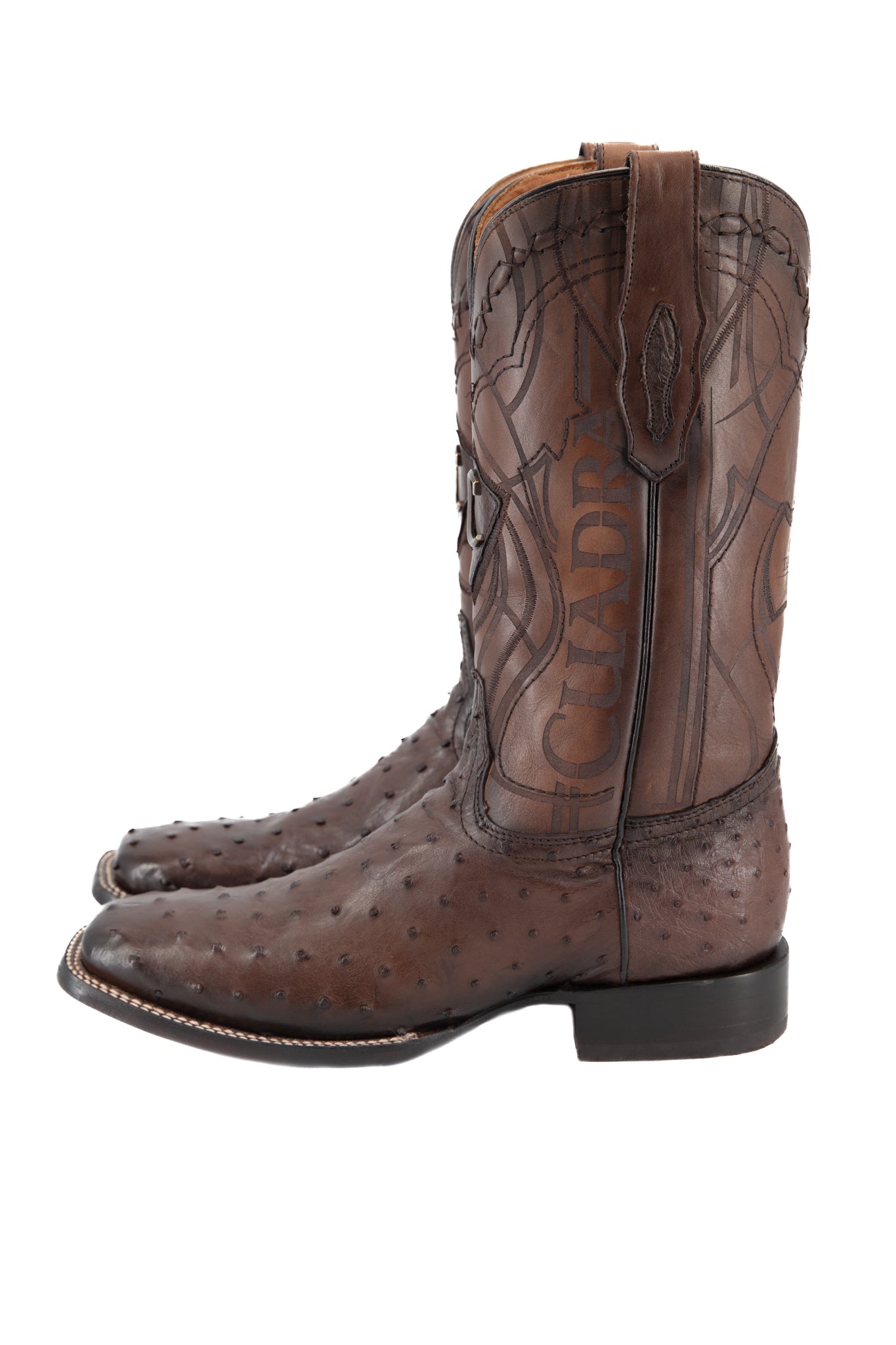 Cuadra CU457 MN Moroni Chestnut Ostrich Laser & Embroidery Square Toe ...