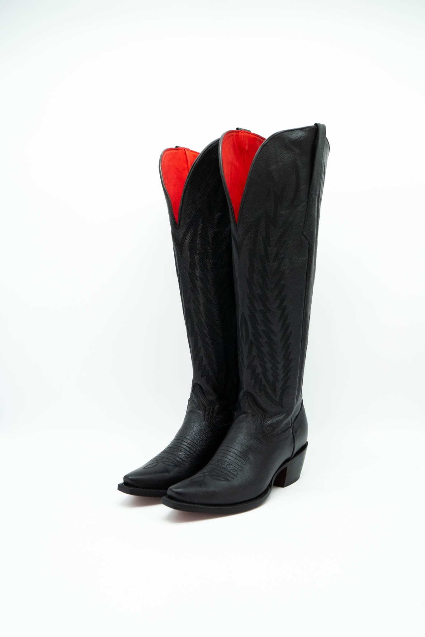 Valentina Tall Red Bottom Wide Calf Friendly Snip Toe Cowgirl Boot ...