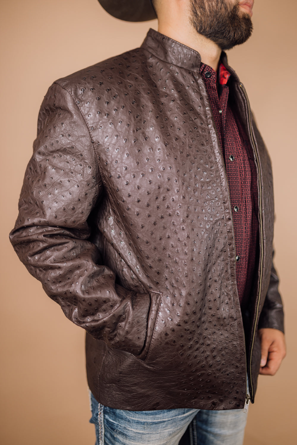 *PRE-ORDER* Men's Full Ostrich Genuine Leather Jacket – Rock'Em